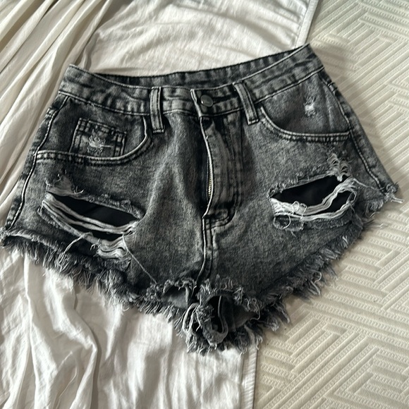 SHEIN | Shorts | Black V Cut Jean Shorts | Poshmark